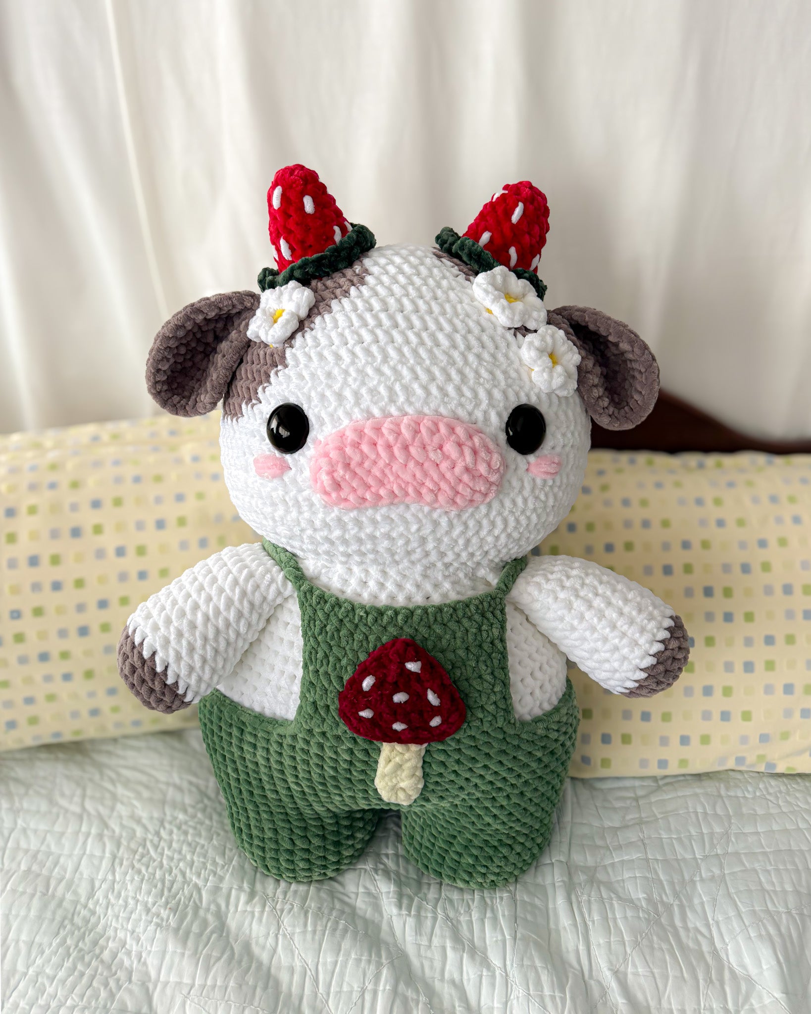 Giant Cottage Core Cow - Gray & Sage – crochetcalls
